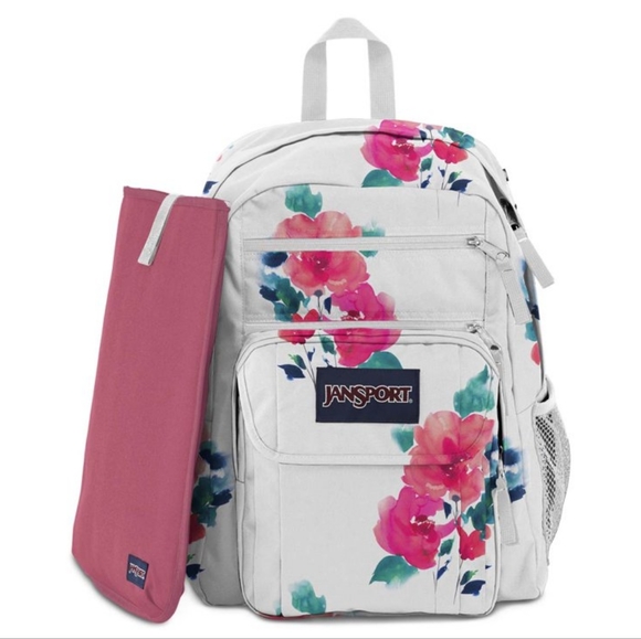 Jansport | Bags | Jansport White Floral Zip Nylon Backpack Womens Back ...